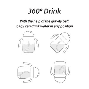 Piifur Weighted Straw Sippy Cup with Extra Straw Set, Spill Proof Water Bottle with Fixed Handle for Baby 6+ Months, 10 Ounce (Yellow)