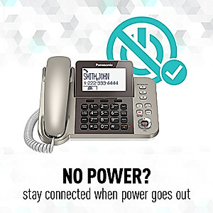 PANASONIC Corded/Cordless Phone System with Answering Machine and One Touch Call Blocking – 3 Handsets - KX-TGF353N (Champagne Gold)