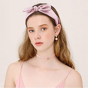 TOBATOBA Knotted Bow Headbands - Fashion Knot Bunny Ears Headbands for Women, Wide Solid Cute Hair Accessories