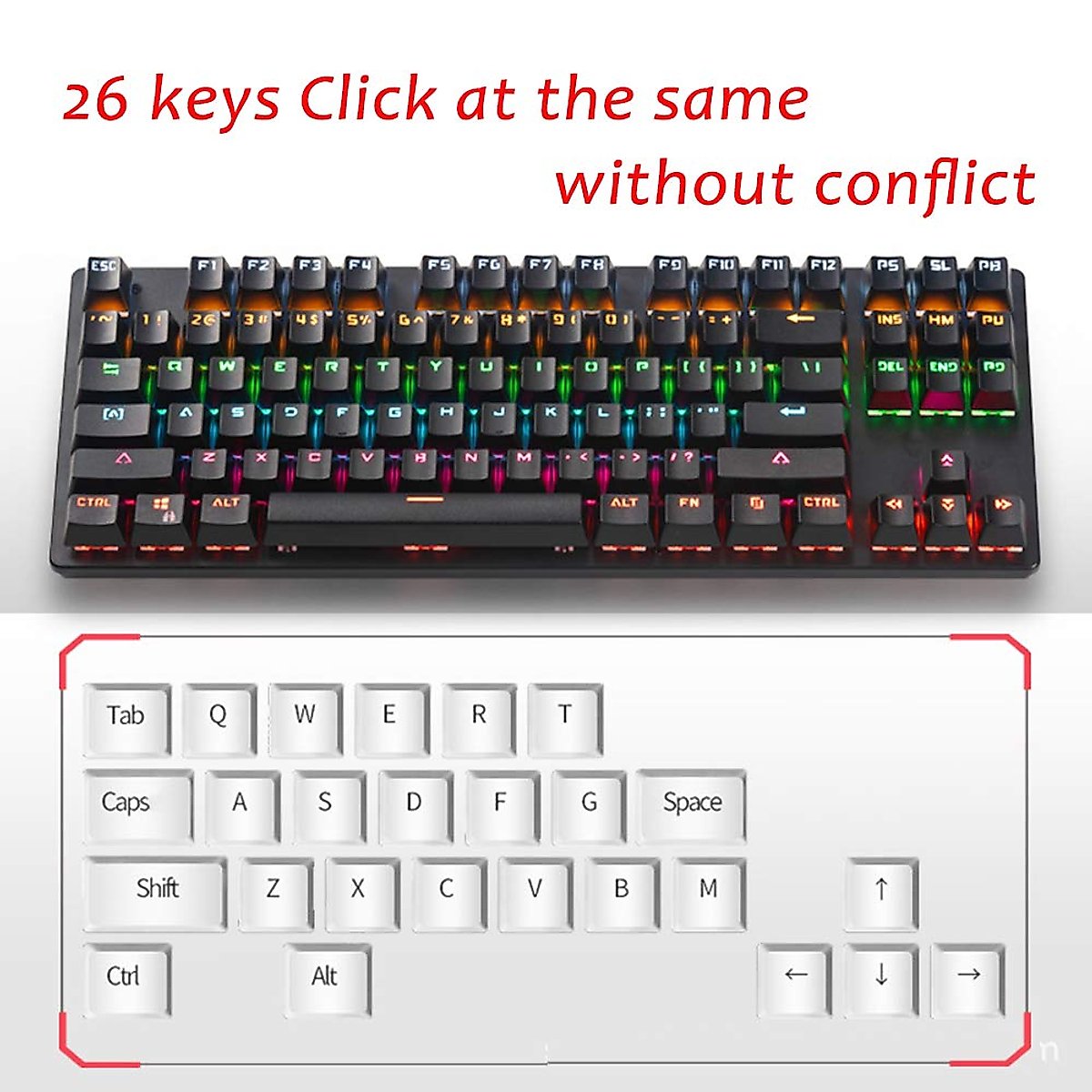 K917 RGB Mechanical Gaming Keyboard 87Key Retro Keyboard-Blue Switch-LED Backlit- Round Keycaps Anti-Ghosting Mechanical Illuminated Keyboard for PC Gaming and MAC (Retro-Black)