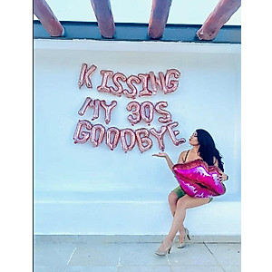 JeVenis Kissing My 30s Goodbye Decorations Kissing My 30s Goodbye Banner Balloons 40th Birthday Balloon Dirty 40 Balloon