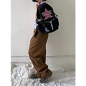 TIMMOR MAGIC Y2k Backpack for Women Star Aesthetic Bags with Drawstring Y2k Fashion Graphic Bag Cyber Vintage Coquette Bags(style4-black)