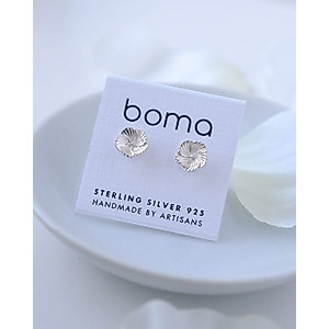 Boma Jewelry Sterling Silver Hibiscus Flower Stud Earrings