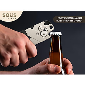 Sous Kitchen Heavy Duty Can Opener - Manual Can Openers With Premium Quality Razor Sharp Blades - Hand Can Opener Manual - Can Opener Heavy Duty For Everyday Use - Hand Held Can Openers For Kitchen