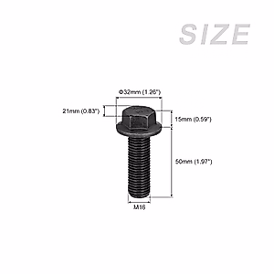 METALLIXITY Flanged Hex Head Bolts (M16x50mm) 1pcs, Hexagon Serrated Flange Bolt Fully Thread Screw - for House Construction Hardware Fasteners
