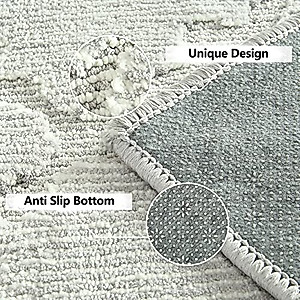 JOLENE.K Shag Rugs 8x10 for Bedroom, Indoor Modern Fluffy Carpet Shaggy Mat Ultra Soft Plush Geometric Rug Moroccan Floorcover Non Slip Thick Boho Rugs Living Room Dining Room Office, Ivory Beige Grey