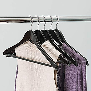 Sunbeam Sturdy 5-Pack Wooden Non-Slip Suit Hangers with Pant Bar