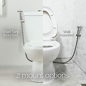 Bidet Sprayer for Toilet, Handheld bidet Toilet Spray Adjustable Water Pressure Control with Bidet Hose for Feminine Wash, Stainless Steel Brushed Nickel Cloth Diaper