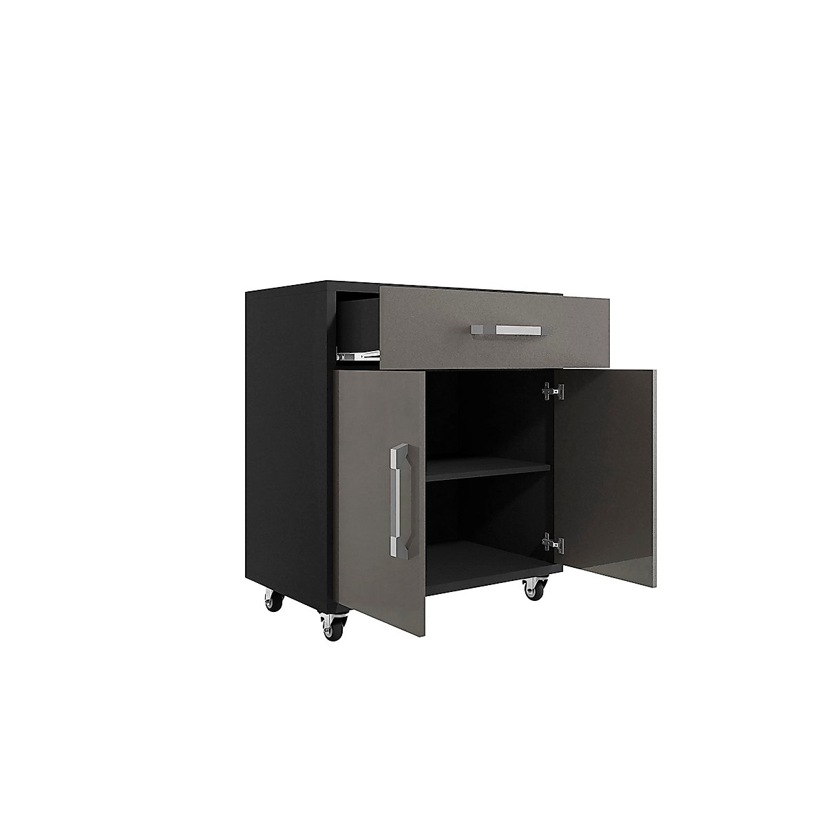 Manhattan Comfort Eiffel Garage Work Station Set of 3 in Matte Black and Gray