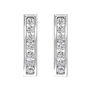 1 Carat Channel Set Diamond Women's Hoop Earrings in 14K White Gold