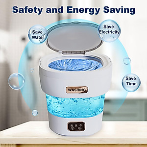 Portable Washing Machine, 15L Large Capacity New Model, Mini Washing Machine with Spin Dryer, Small Foldable Laundry Washer for Travel, Dorm, Capming, Apartment, Socks, Underwear, Baby Clothes, Grey