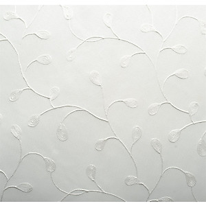 MIUCO Floral Embroidered Semi Sheer Curtains Faux Linen Grommet Curtains for Girls Room 52 x 84 Inch Set of 2, Off White