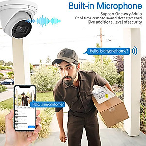 VALUCAM 4K PoE Camera Outdoor, 4K 8MP Starlight Network IP Turret Camera, AI Human/Vehicle Detection, 2.8mm Wide Angel Len, 100ft Night Vision, Built-in Audio, IP67 Weatherproof