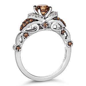 LE VIAN 1 Carat Chocolate and White Diamond Bridal Statement Ring for Women in 14k White Gold (H-I/G-H, VS2-SI1/I1, cttw) Promise Anniversary Ring Size 6.5 by LeVian