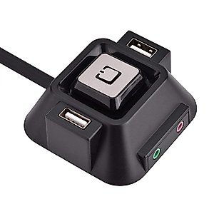 Desktop PC Switch Button with Dual USB Ports Power Reset Button Audio Microphone Port Refit, Desktop Computer Case Motherboard Power Supply Reset HDD Button Switch PC Power Switch for Families/Company