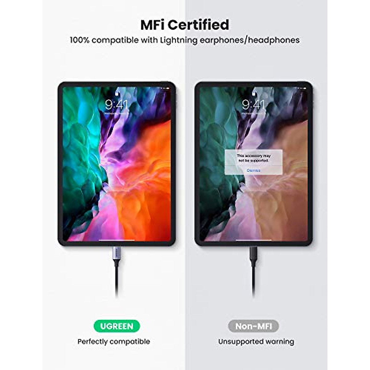 UGREEN USB-C to Lightning Audio Adapter Bundle with Braided USB C to 3.5mm Audio Adapter Compatible with Samsung Galaxy S21