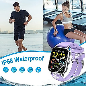 Smart Watch(Answer/Make Call), 1.85" Smartwatch for Men Women IP68 Waterproof, 100+ Sport Modes, Fitness Activity Tracker, Heart Rate Sleep Monitor, Pedometer, Smart Watches for Android iOS, Purple