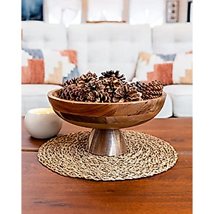 MOXY BARE Wooden Fruit Bowl for Kitchen Counter | Wood Bowl for Décor | Decorative Pedestal Bowl for Dinning Table Centerpiece | Wood Bowl for Coffee Table & Holiday Décor | Acacia Wood