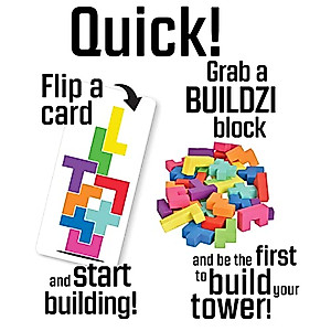 TENZI BUILDZI The Fast Stacking Building Block Game for The Whole Family - 2 to 4 Players Ages 6 to 96 - Plus Fun Party Games for up to 8 Players