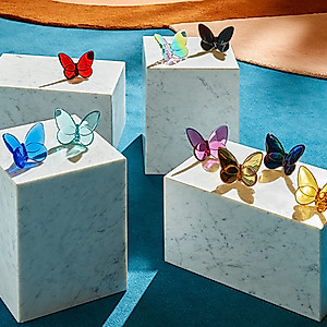 Lioaeust Crystal Butterfly Figurines,Flying Butterfly Figurine Decor Crystal Cut Glass Butterfly Ornament Statue Animal Collectible Gift Home Ornament Decor (Green+Orange)