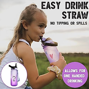 Live Infinitely 20oz Kids Water Bottle with Easy Sip Straw - Water Bottle is Dishwasher Safe & BPA Free Kids Water Bottle (Amethyst)