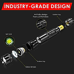 UniqueFire 501F Small Tactical Flashlight with Holster, Mini LED Zoomable Flashlight High Lumen Duty Flashlights with IPX-65 Waterproof EDC Flashlight Bright Flashlight (501F_1M)