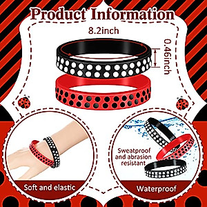 Civaner 24 Pieces Ladybug Party Decoration Favor Ladybug Silicone Bracelets Ladybug Silicone Wristbands Ladybug Themed Bracelet Wristband