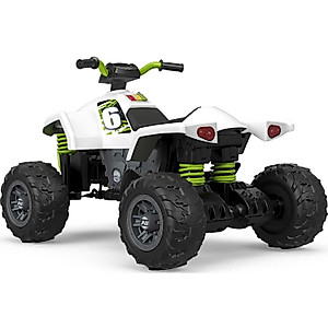 Power Wheels Racing ATV Ride-On Battery Powered Vehicle with Multi-Terrain Traction for Preschool Kids Ages 3+ Years, Silver​
