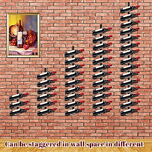 YALINKA Wall Mounted Wine Rack Holds 12 Bottles, Adjustable Separable Black Metal Hanging Wine Bottle Holder, Liquor Bottle Display Shelf for Kitchen Pantry Bar Wine Cellar