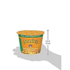 Annie's Real Aged Cheddar Microwavable Mac and Cheese with Organic Pasta Cup, 2.01 oz (Pack of 12)