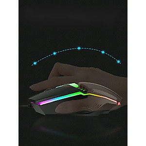 Guiheng Wired Gaming Mouse, Optical USB Mice for Laptop/Desktop, 800 to 1600 and RGB Light, Ergonomic with 4 Programmable Buttons for Computer Windows 7/8/10/XP Vista Linux Chromebook PC