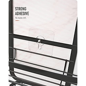 Baffect Shower Head Caddy, Hanging Shower Caddy Black Non-marking Bathroom Shower Organizer Soap Holder with Hooks