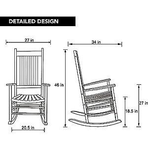 MEZHI Gray Round Wooden Rocking Chair, Porch Rocker (Black)