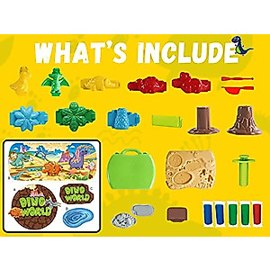 Crelloci Dinosaur Clay Toys, 26 PCS Dino Theme Color Tools and Molds Accessories for Boys Girls Christmas Halloween Party Gift