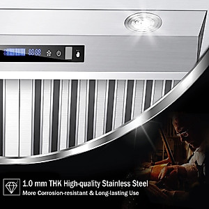 MCBON Range Hood Insert 30 Inch, 900 CFM Insert Range Hood, Touch Control Range Hood Insert, Remote & Gesture Sensing Vent Hood Insert, 4-Speed Hood Range Insert, Stainless Steel Range Hood, AE88-30