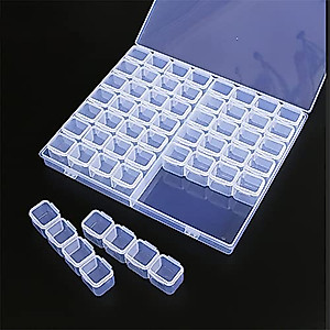 UUYYEO 56 Grids Clear Diamond Painting Storage Box Embroidery Diamond Storage Containers Beads Organizer Case with Lid