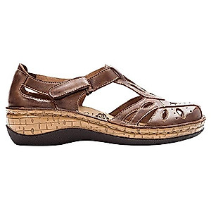 Propét Womens Jenna Cut-Out T-Strap Flats Casual - Brown - Size 8 2E