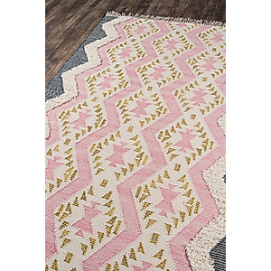 Novogratz by Momeni Rugs Indio 100% Wool Hand Made Contemporary Area Rug, 3' X 5', Pink (INDIOIND-1PNK3050)