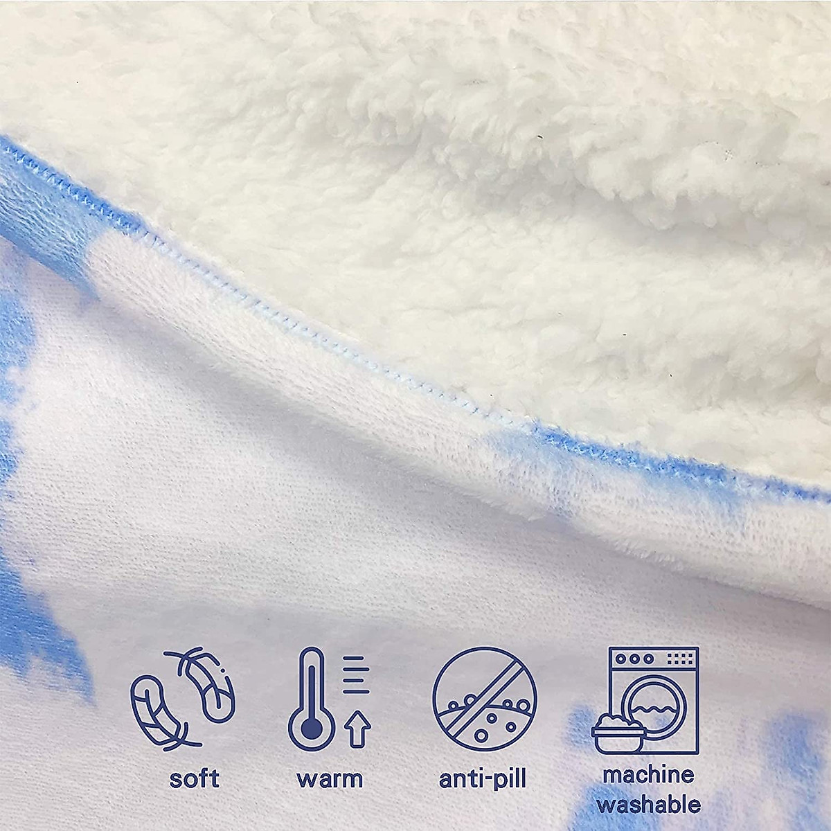 Wearable Blankets, Sweatshirt for Women and Men, Super Warm for Adult Women Men, Tie Dye Printed Pattern Big Wearable Blanket, 56” x 35” (Blue/White)