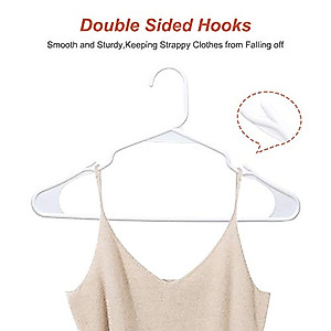 Pretigo Plastic Hangers Clothes Hangers Plastic -50 Pack-Clothing Hangers for Adult White Hangers Plastic Clothes Hanger with Notches Hangers for Clothing Suit…