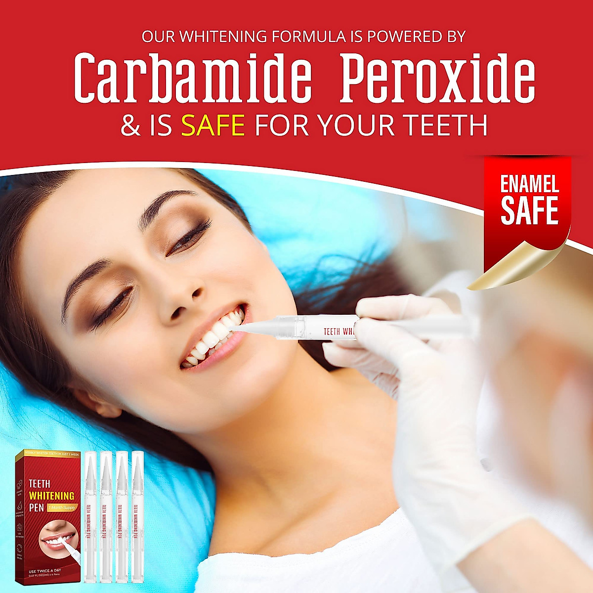 Teeth Whitening Pen 4-Pack, Brighten Your Smile in Just 1 Week with Tooth Whitening Pens – Fast, Gentle, Enamel Safe 35% Carbamide Peroxide Whitening Gel for White Teeth in Mess Free Applicator Pens