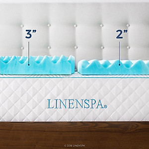Linenspa 3 Inch Convoluted Gel Swirl Memory Foam Mattress Topper - Promotes Airflow - Relieves Pressure Points - King
