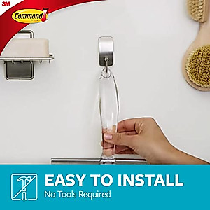 Command Bath Shower Small Water-Resistant Adhesive, Satin Nickel, 1 lb Capacity, 1 Squeegee, 1 Hook, 2 Strips, BATH32-SS-ES Caddy, 0