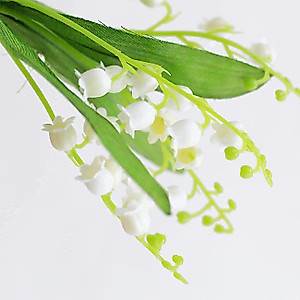 Tinsow 18 Pcs Artificial Lily of The Valley Faux Flowers of May White Orchid Wedding Holding Flowers Bouquet Home Garden Wedding Party (18)