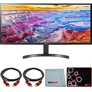 LG 34WL600-B 34 inch UltraWide IPS FreeSync LED Monitor 2560 x 1080 21:9 Bundle with Deco Gear HDMI Cable 2 Pack + Gamer Surface Mousepad + Screen Cloth