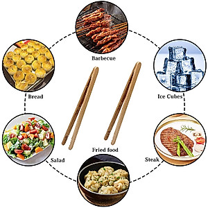 12 Pcs Bamboo Tongs 7 Inch Bamboo Toast Tongs for Serving Pickle Muffin, Cheese Fruits Salad, Toast & Bread