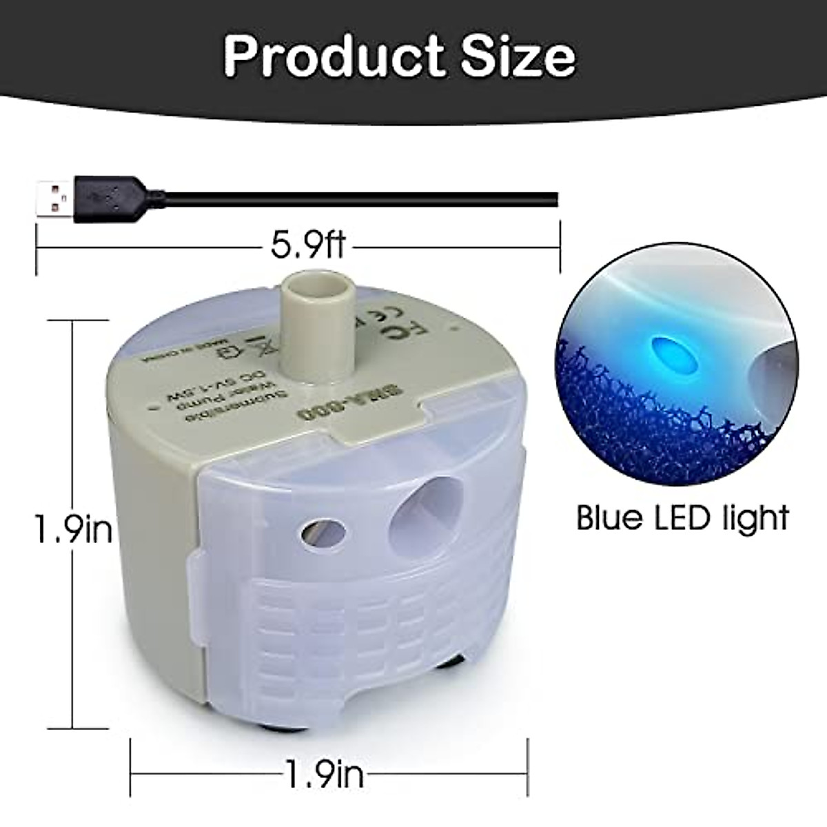 Cat Water Fountain Pump,Cat Fountain Pump Replacement Pump SMA-800 Submersible Motor,Pet Water Fountain Pump for Stainless Steel Cat Water Dispenser (Bottom Pumping)