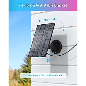 ZOSI Solar Panel Power Supply Only for ZOSI Security Wireless Rechargeable Battery Powered Camera C1pro & C306pro, IP66 Waterproof, 360° Adjustable Mounting Bracket, Non-Stop Charging