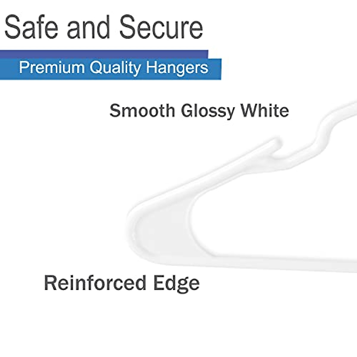 Heshberg Plastic Notched Hangers Space Saving Tubular Clothes Hangers Standard Size Ideal for Everyday Use on Shirts, Coats, Pants, Dress, Skirts, Etc. (20 Pack, White)