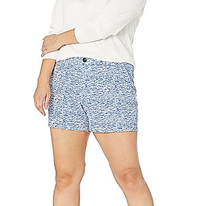 Amazon Essentials Women's 5 Inch Inseam Stretch Chino Short With Pockets (Available in Plus Size), Blue White Ripple Print, 22 Plus